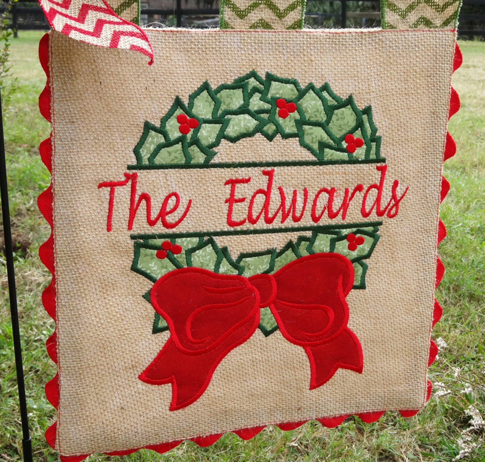 Custom Burlap Garden Flag Split Wreath Merry Christmas - Etsy