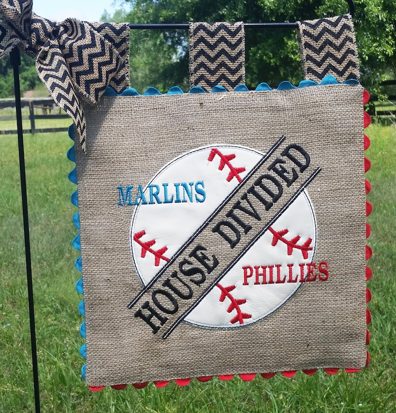 Custom Baseball House Divided Burlap Garden Flag Collegiate - Etsy