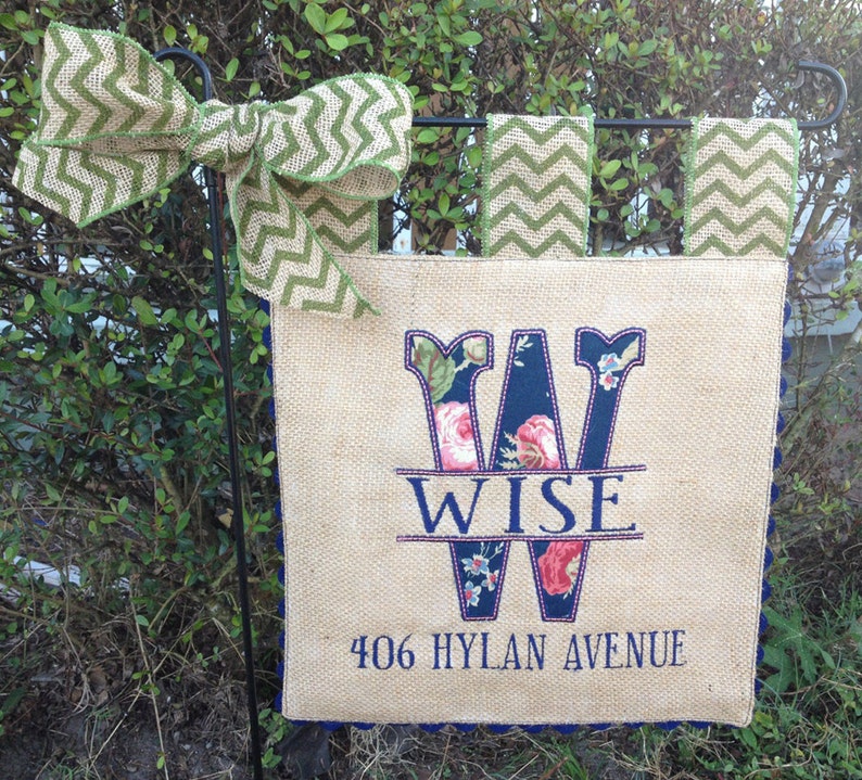 Monogram Custom Burlap Garden Flag your Choice of Colors - Etsy