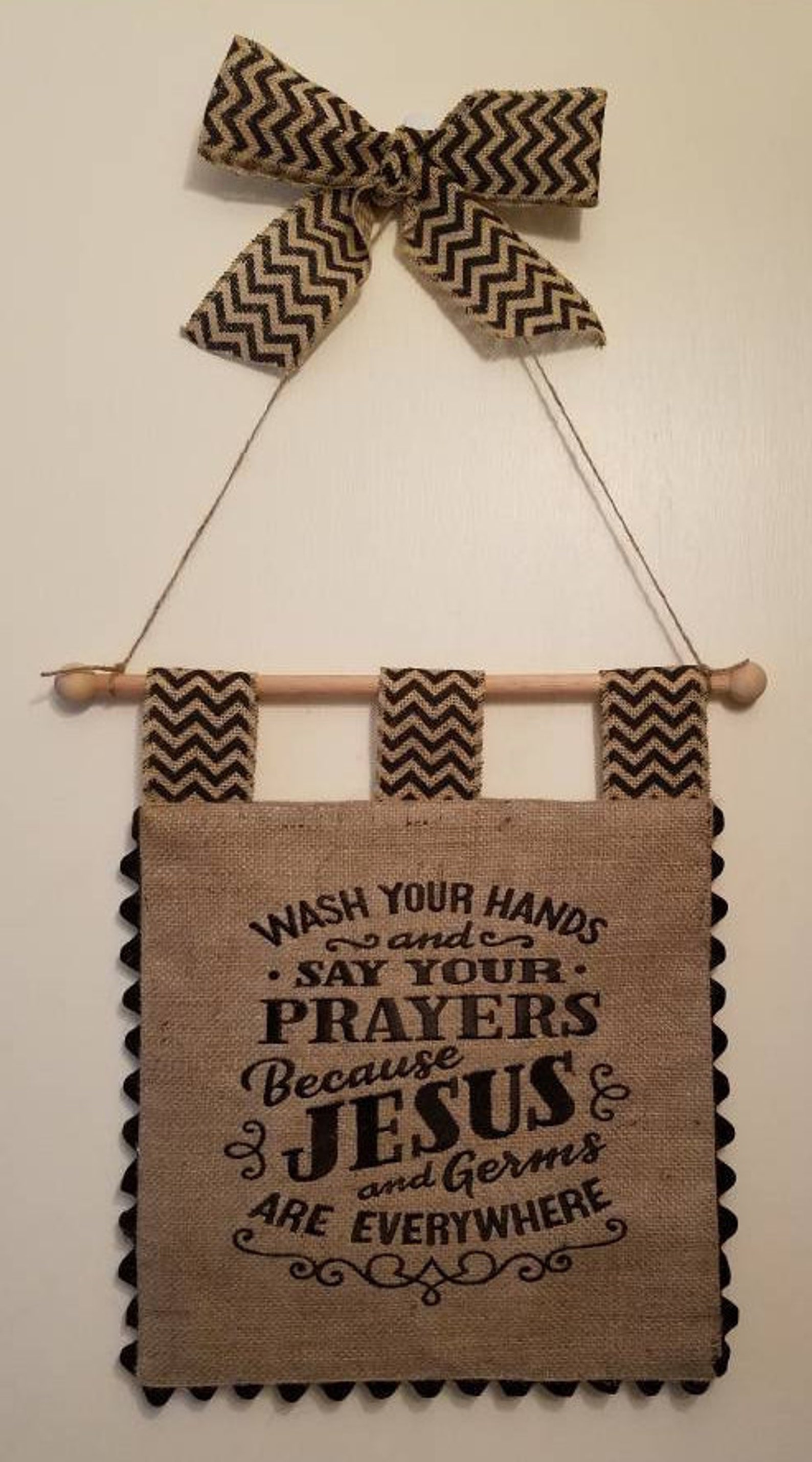 Custom Embroidered Door Sign Wash Your Hands and Say Your - Etsy