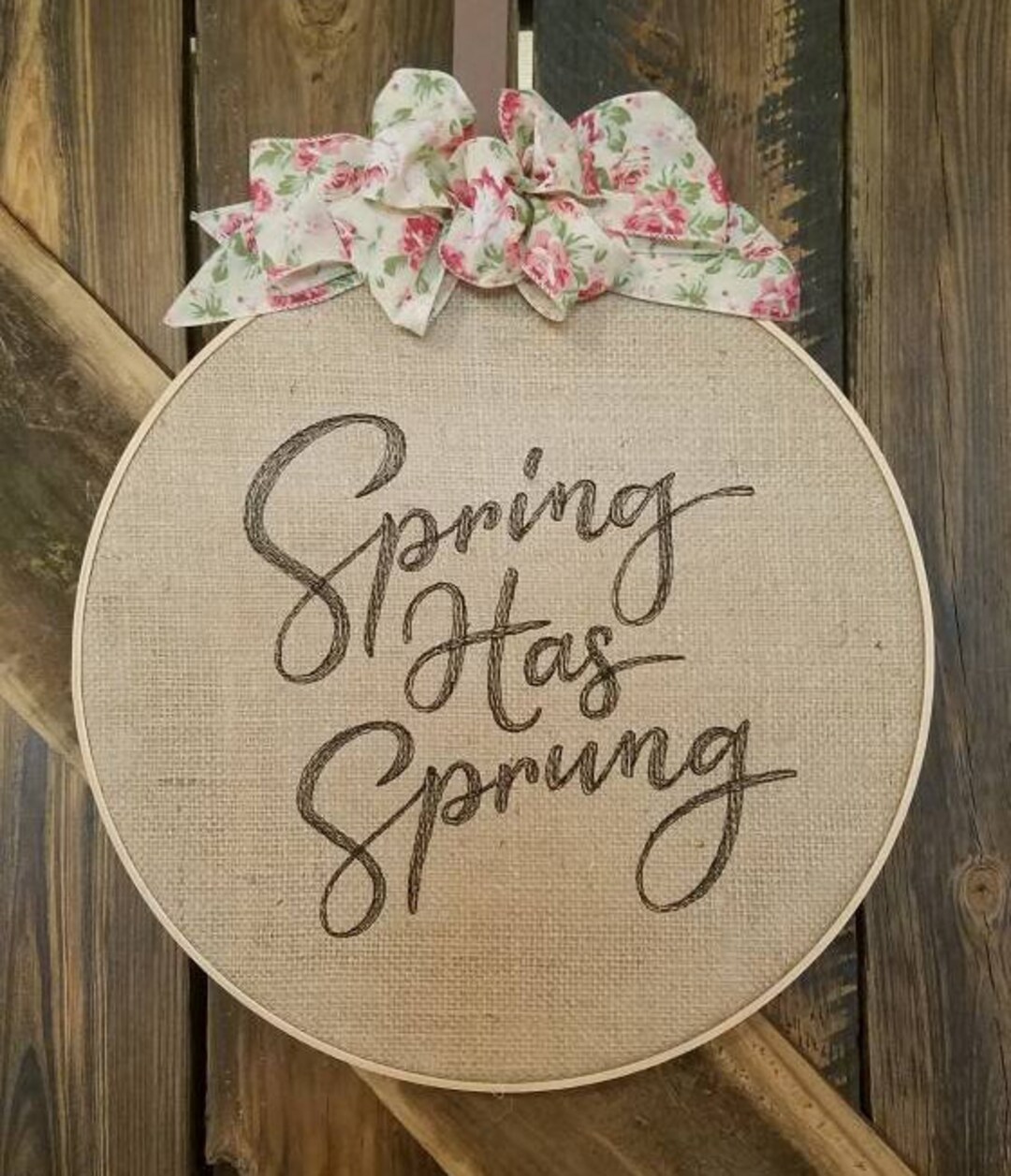Spring Has Sprung - Farmhouse Wreath - Embroidered Hoop Wall Art - Etsy