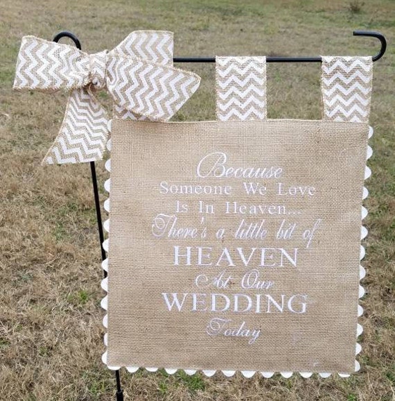 Custom Embroidered Burlap Wedding Flag Because Someone we | Etsy