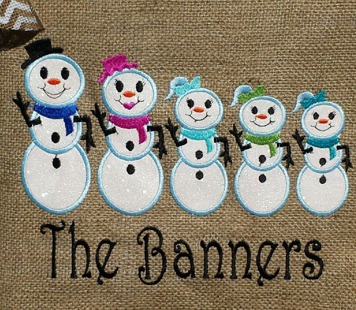 Custom Burlap Garden Flag Snowman Family Embroidery - Etsy