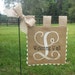 Custom Embroidery Single Letter Monogram Burlap Garden Flag | Etsy