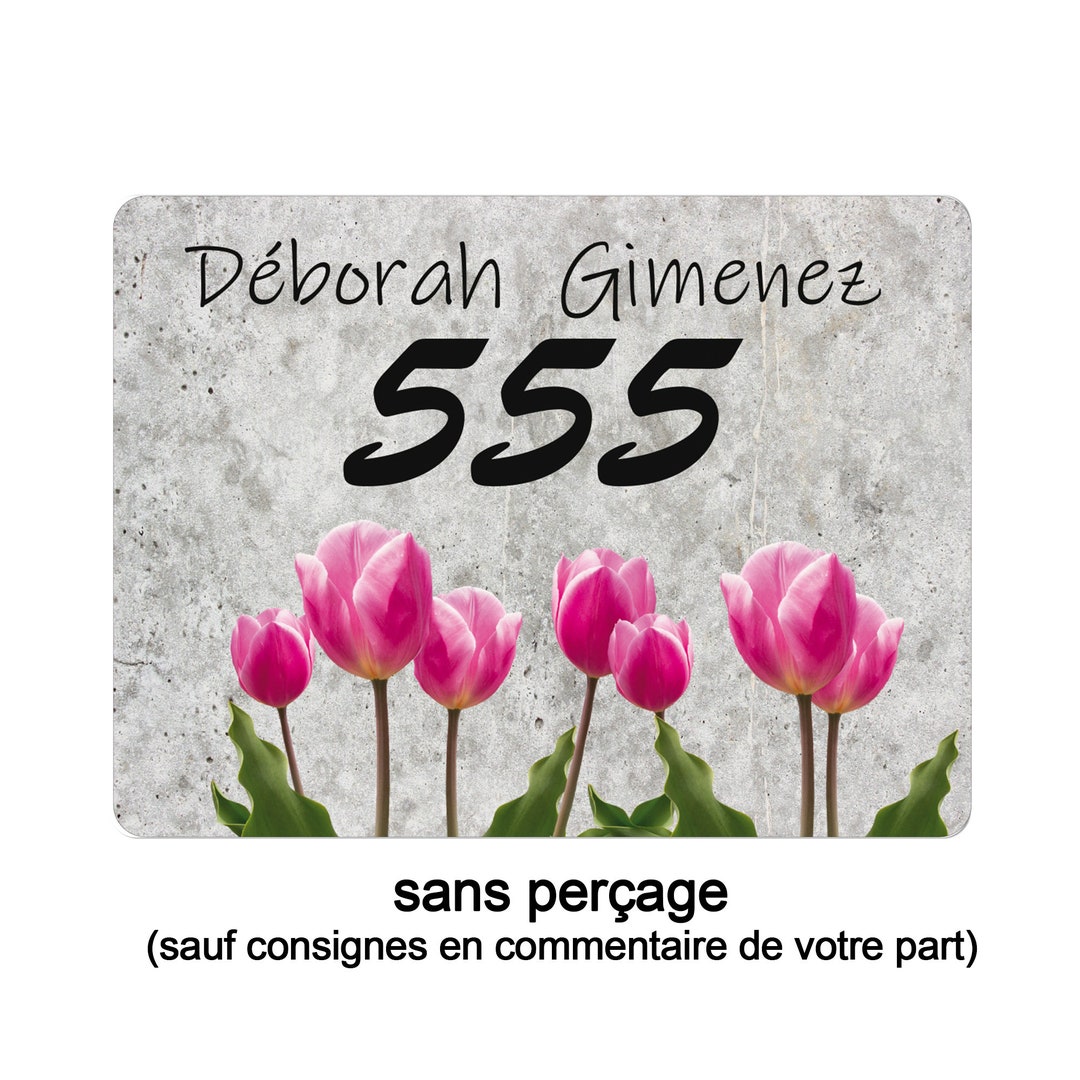 House Number Plate to Personalize Aluminum Flower Holder Floral Tulip ...