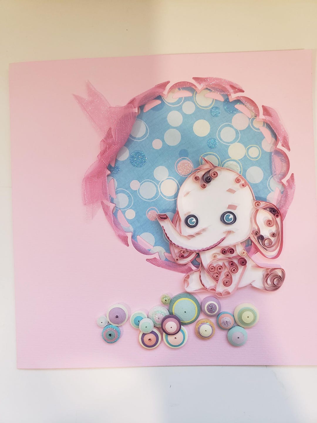 Pink Elephant Card Baby Shower Card for Girls Quilling Cards - Etsy