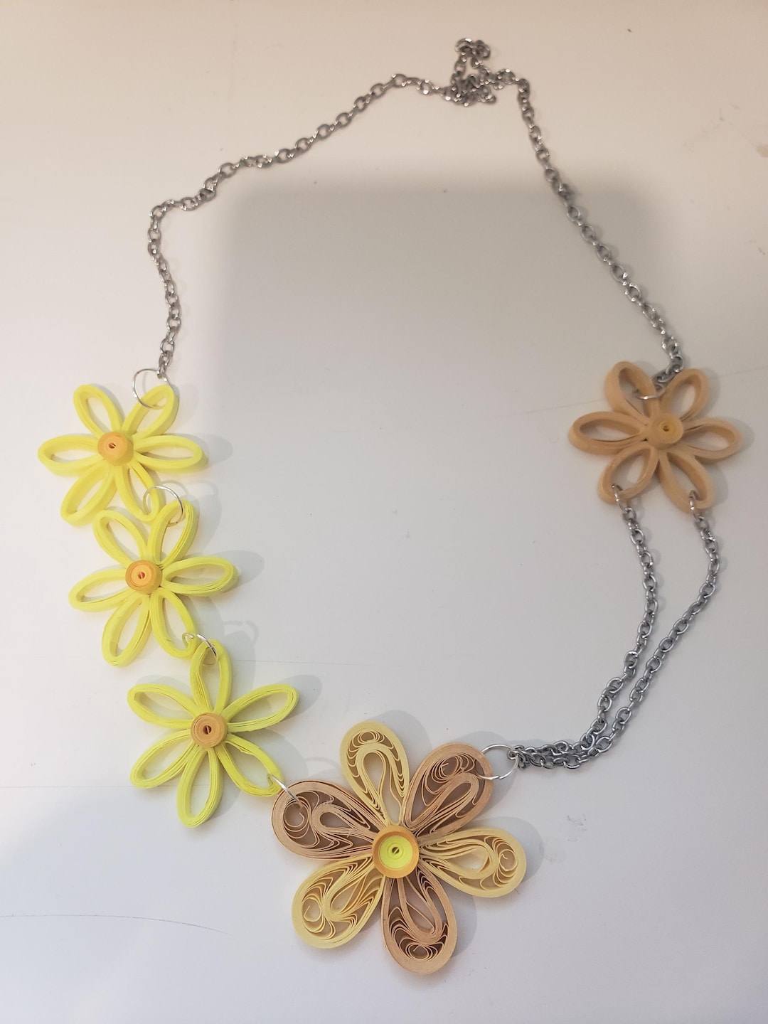Handmade Quilled Paper Necklace: Yellow Floral Art Deco Jewelry - Etsy