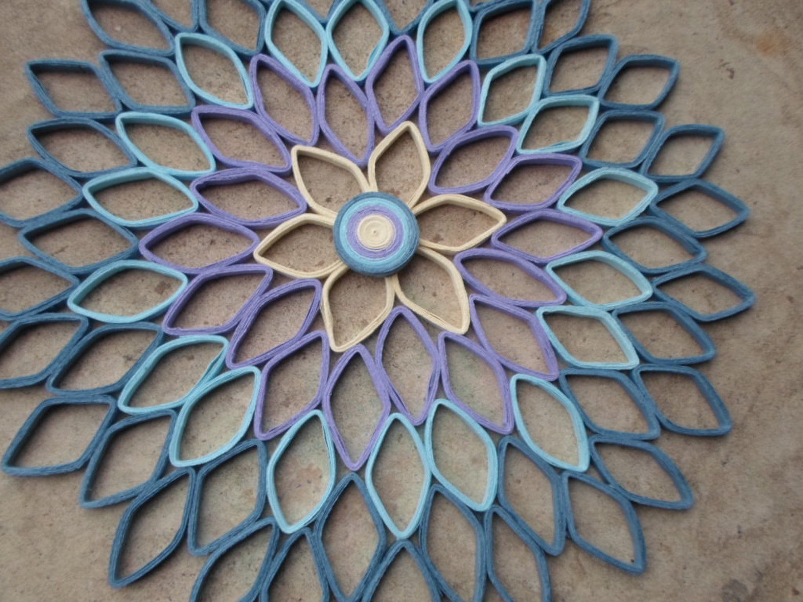 Lavender Blue Home Decor Large Round Wall Hanging Paper Dahlia | Etsy