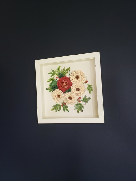 Quilled Flowers in Shadow Box Paper Art - Etsy