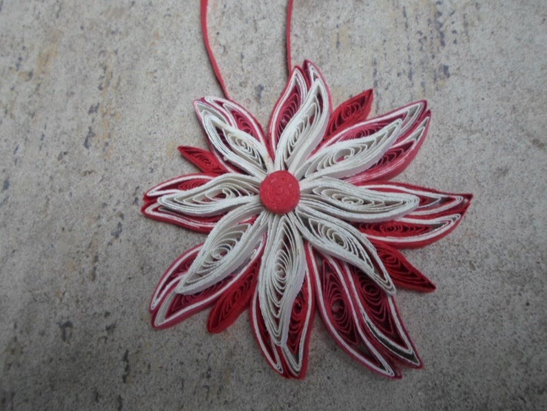Red White Christmas Tree Ornament Paper Flower Decoration - Etsy