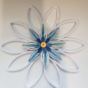 Handmade Wall Hanging Small White - Blue Wall Decoration Paper Flower ...