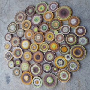 Round Large Wall Art Mustard Brown Green Home Decor Paper Circles Wall ...