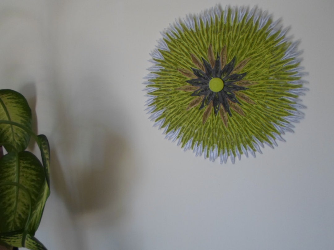 Huge Flower Wall Hanging Round Wall Decoration Chartreuse Home Decor ...