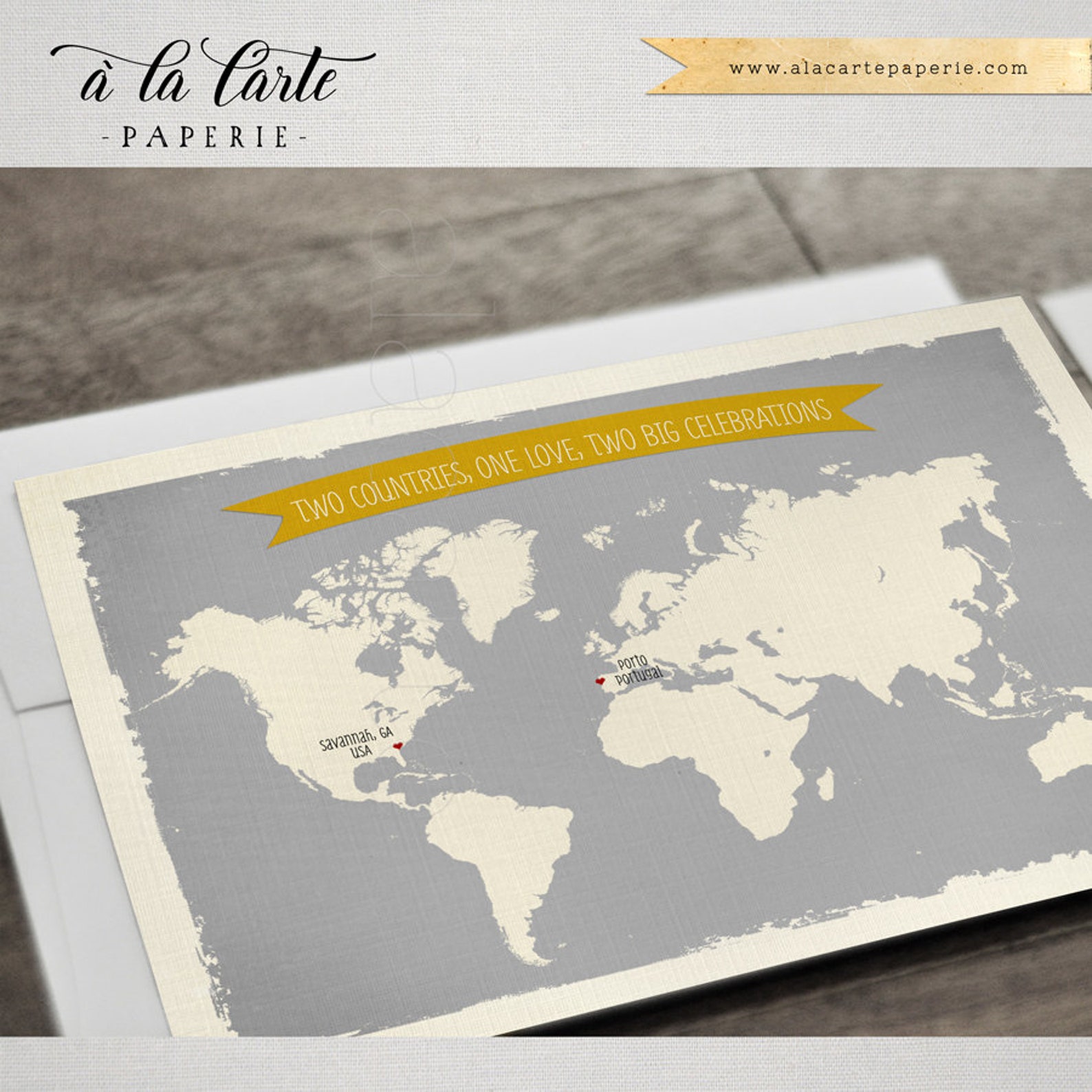 Destination Wedding Invitation World Map Bilingual Invitation - Etsy