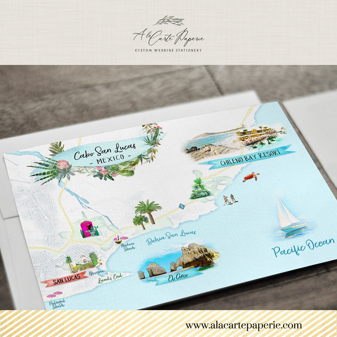 Mexico Cabo San Lucas Los Cabos Watercolor Illustrated | Etsy