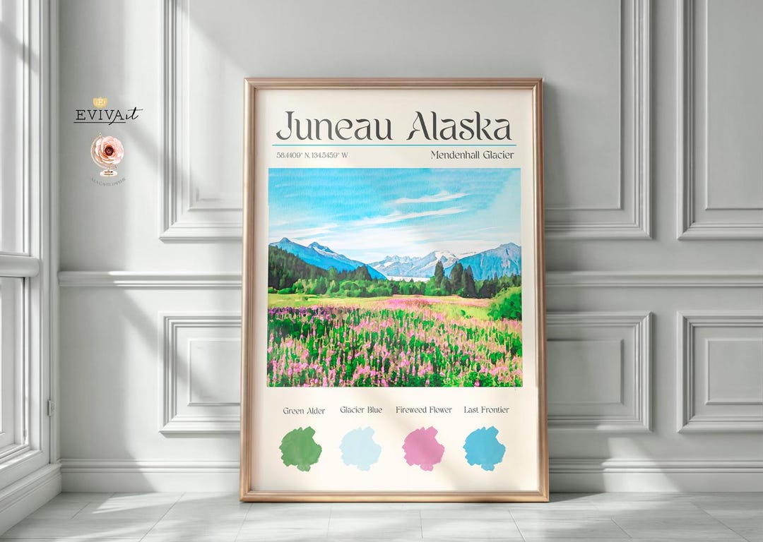 Colors of Juneau Alaska Print Watercolor Painting With Swatches USA ...