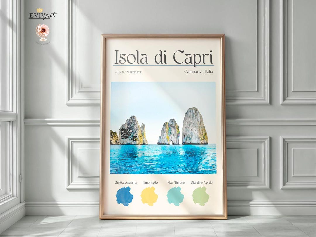 Colors of Capri Amalfi Coast Italy Print | Watercolor Painting With ...