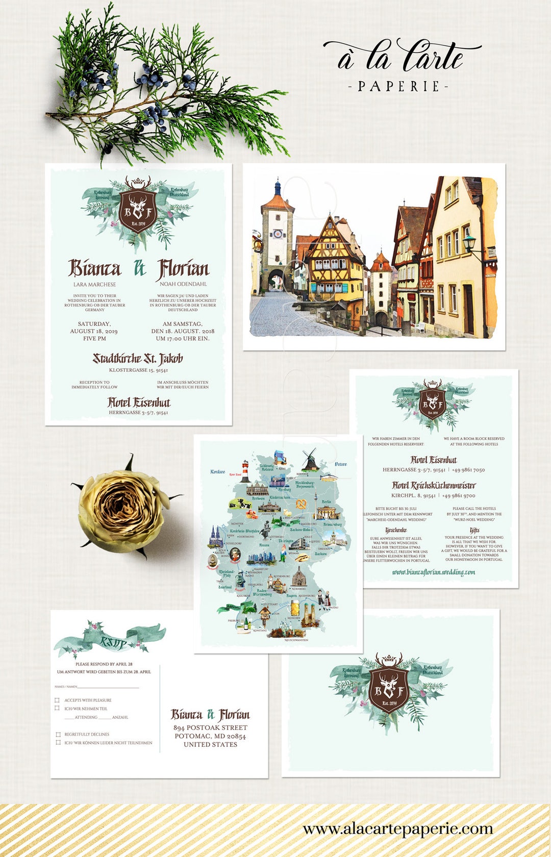 Germany Destination Wedding Invitation Rothenburg German Wedding Suite ...