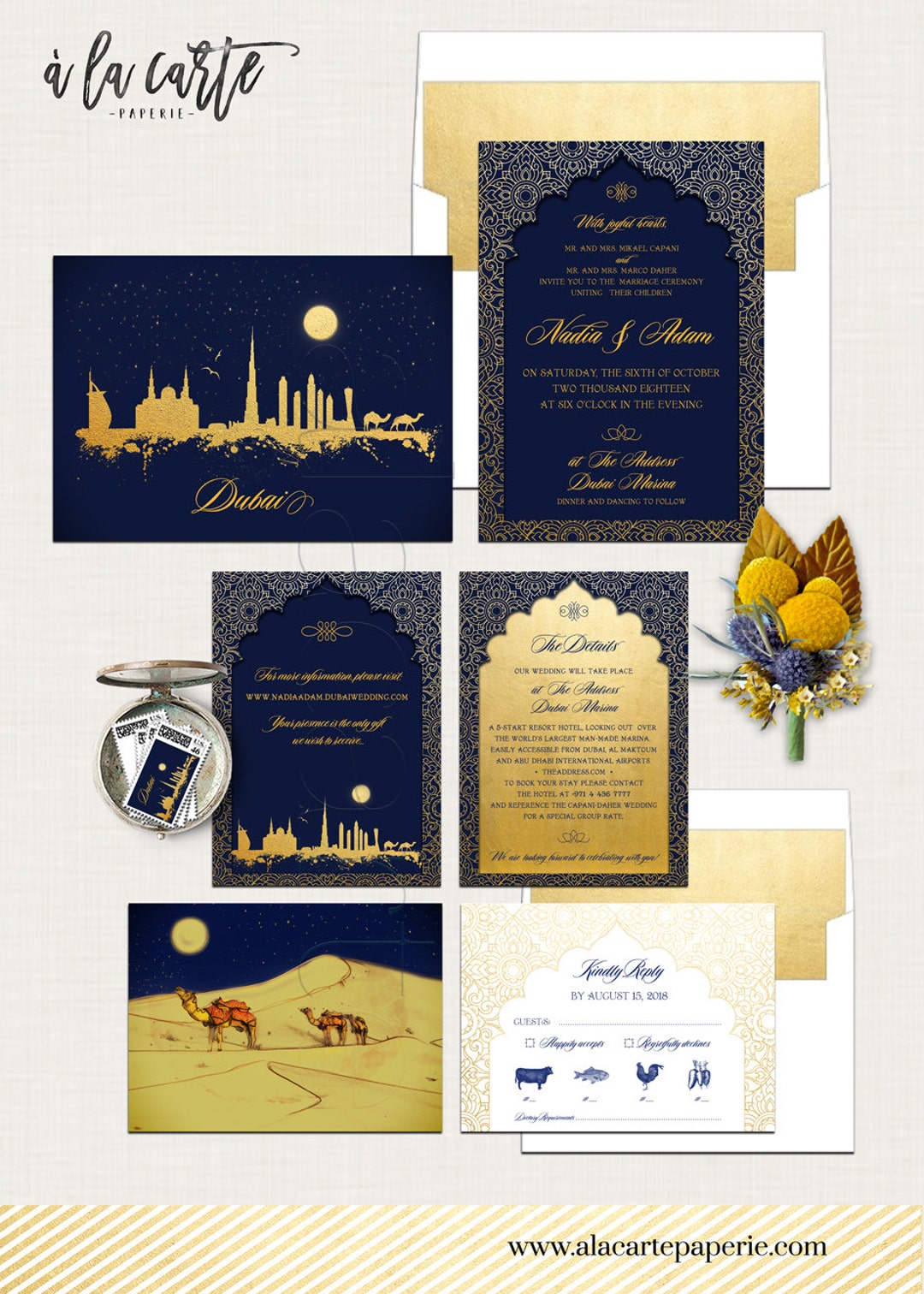Dubai United Arab Emirates Illustrated Destination Wedding - Etsy