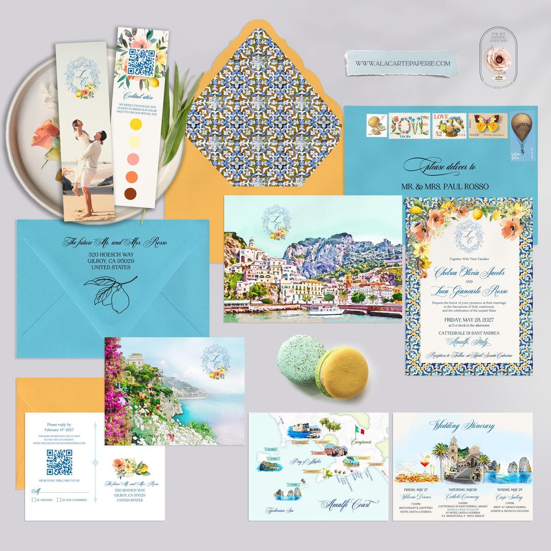 PRINTED Duomo Amalfi Italy Amalfi Coast Watercolor Illustrated ...