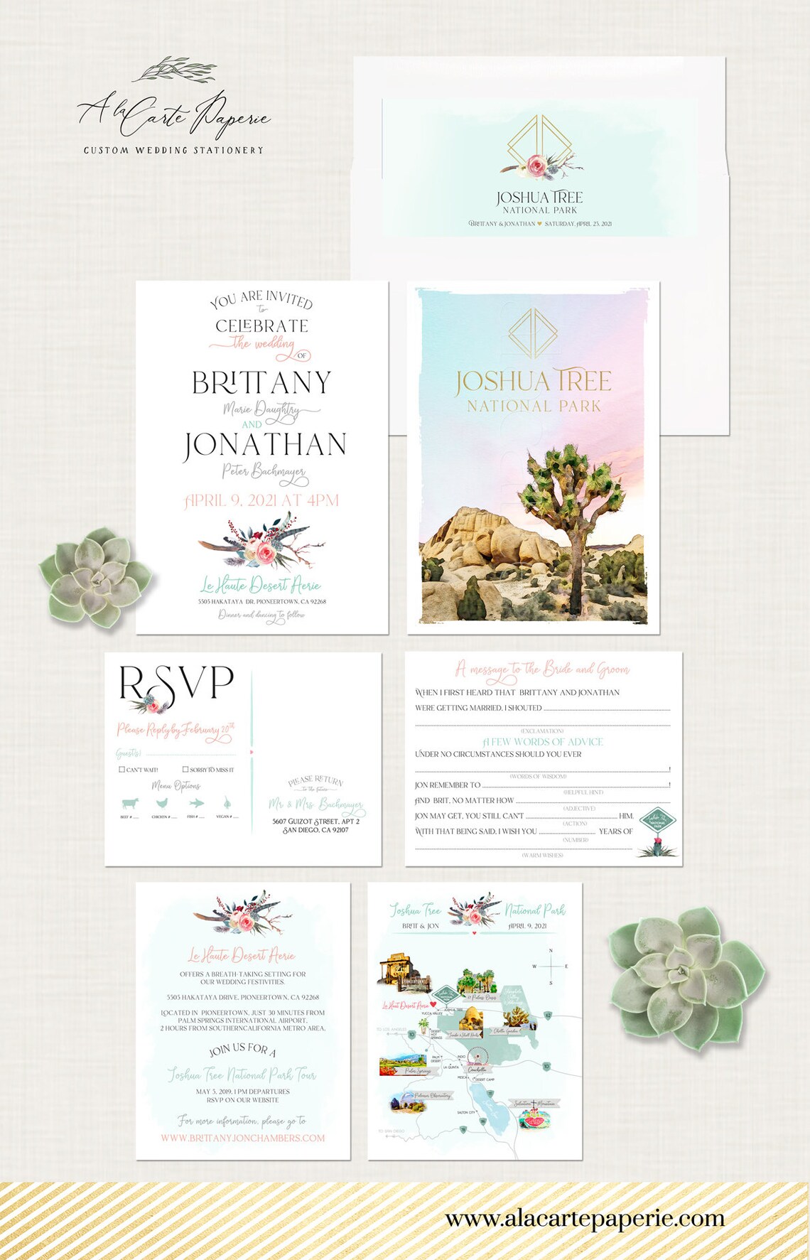 Joshua Tree Bohemian Destination Wedding Invitation Modern | Etsy