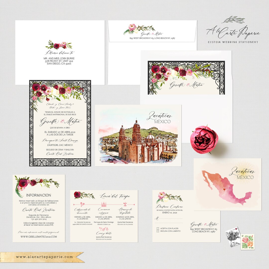 Destination Wedding Invitation Mexico Zacatecas Traditional Spanish ...