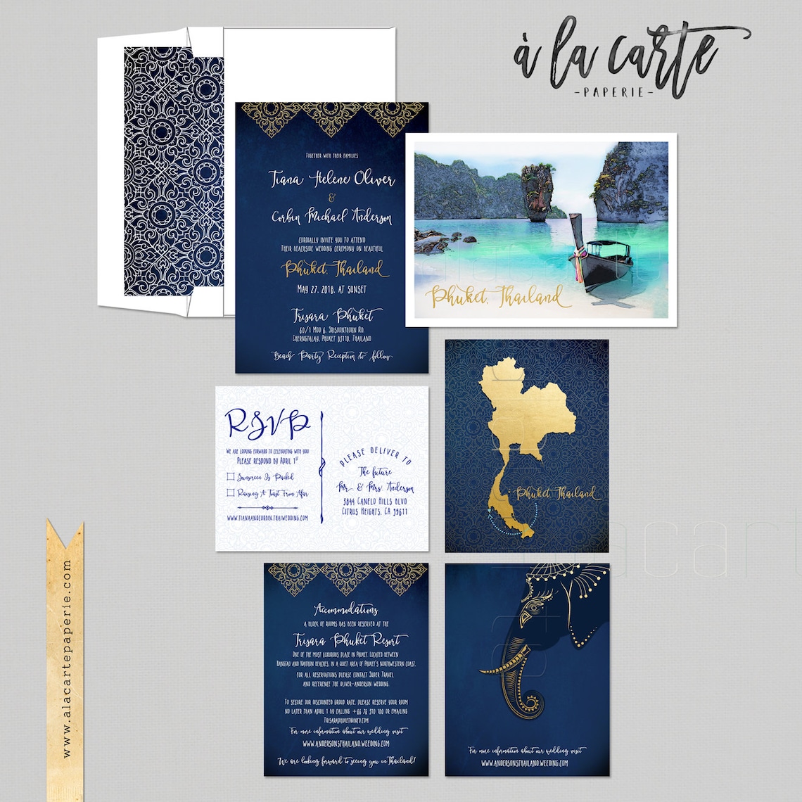 Thailand Phuket Asia Destination wedding invitation Thai | Etsy