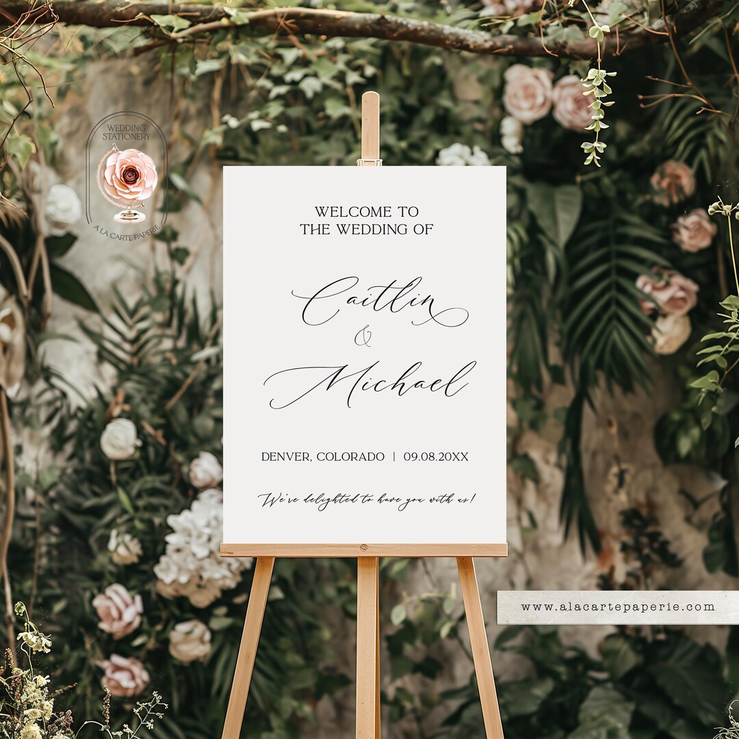 Wedding Welcome Sign Elegant Script Wedding Welcome Sign Simple ...