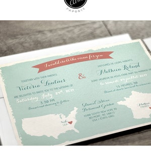 Bilingual Destination Wedding Invitation RSVP Card World Map - Etsy