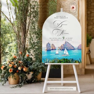 Cabo San Lucas Mexico Wedding Welcome Sign El Arco Land's End Los Cabos ...
