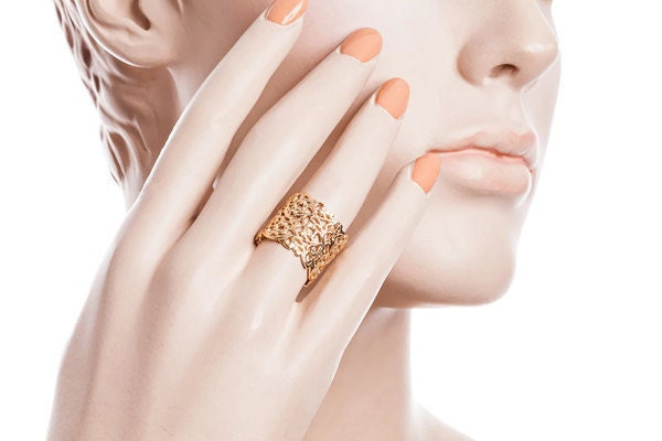 Lace Gold Ring. Lace Ring. Wide Gold Ring. Wide Ring. Wide - Etsy