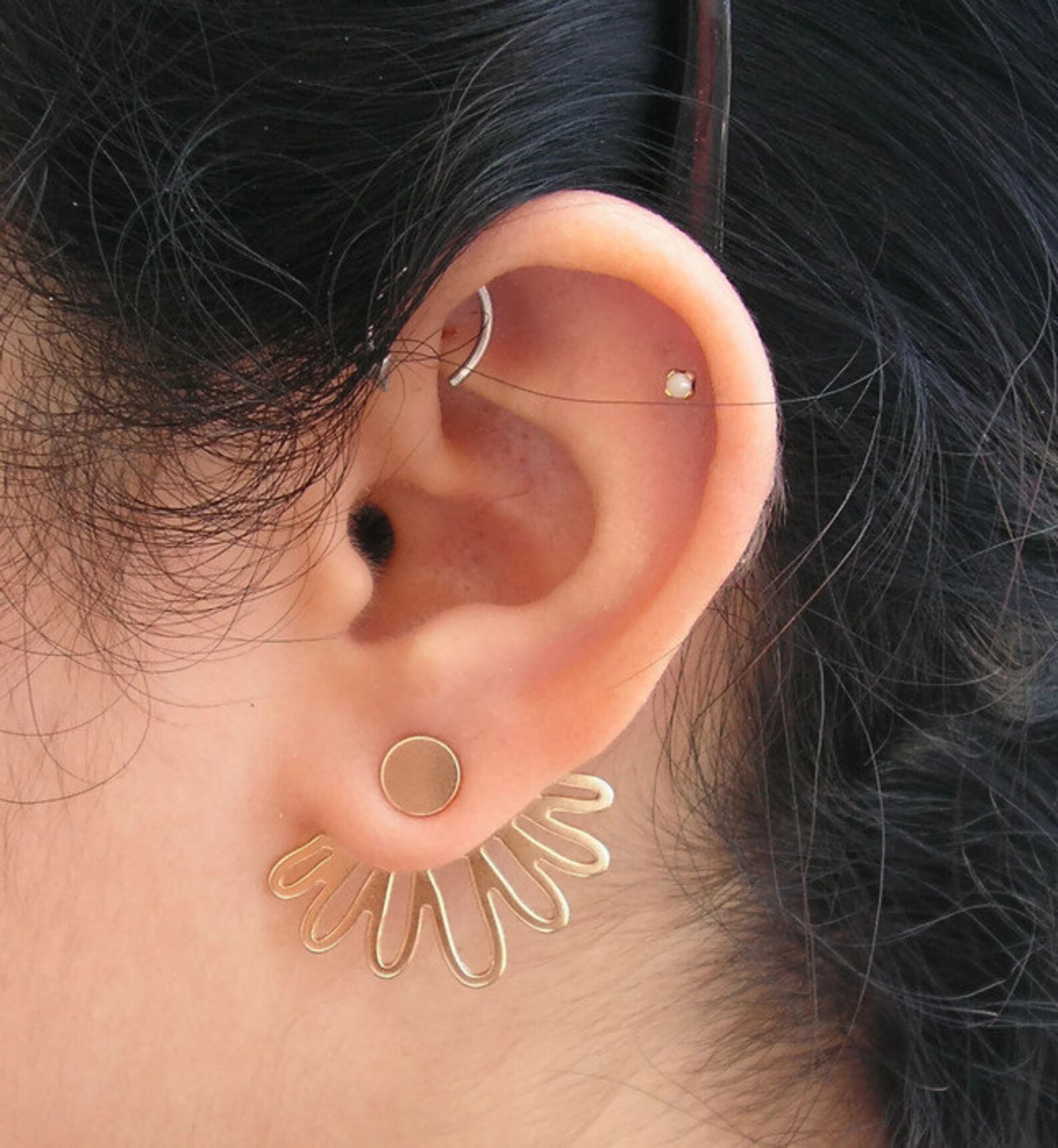 Ear jacket gold ear jacket ear climber gold ear climber | Etsy