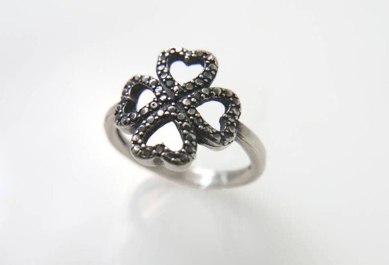 Clover Silver Ring. Flower Ring, Floral, Irish, Luck Ring , Four Leaf ...