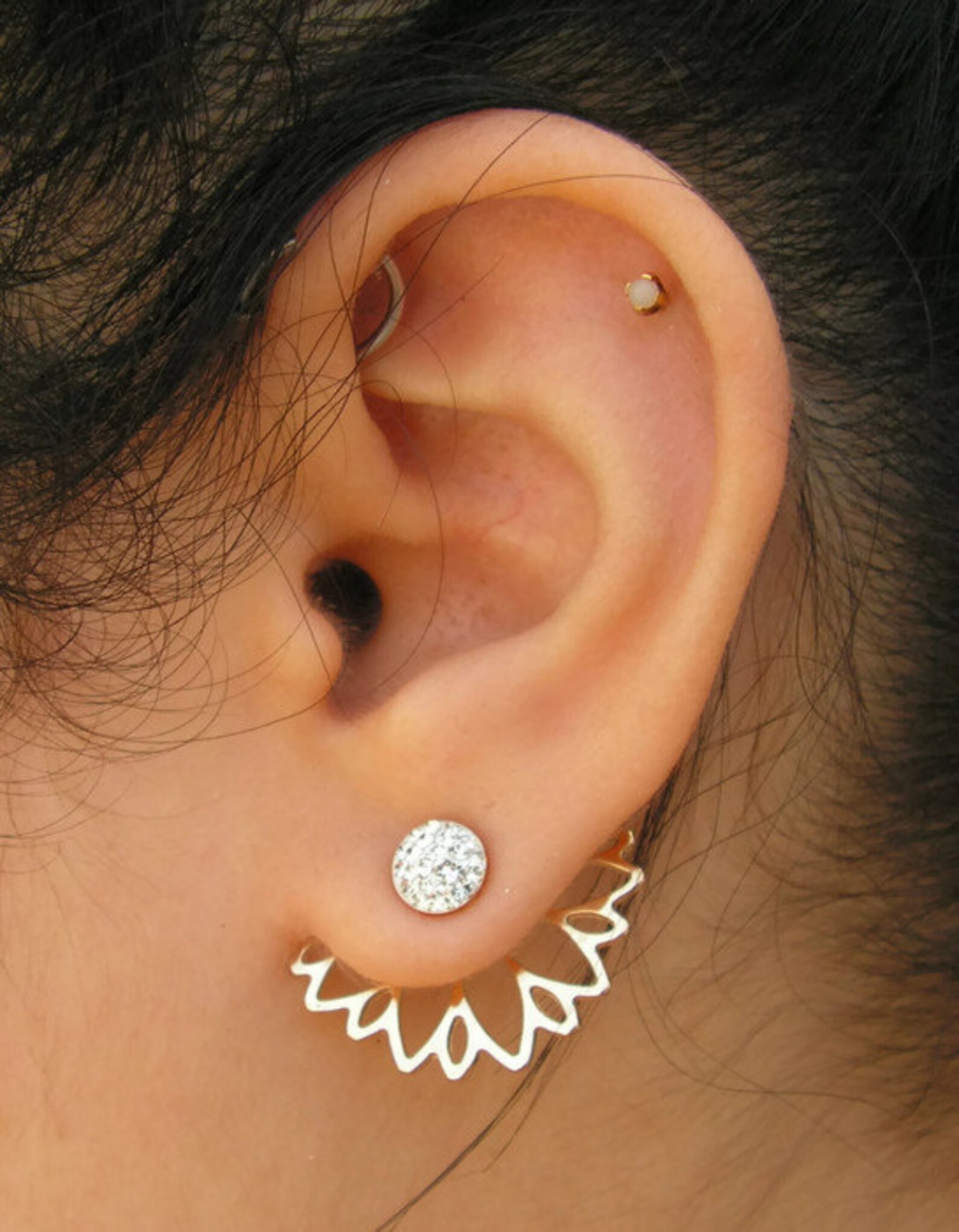 Ear Jacket Silver Swarovsky Gold Ear Jacket Ear Climber - Etsy Canada