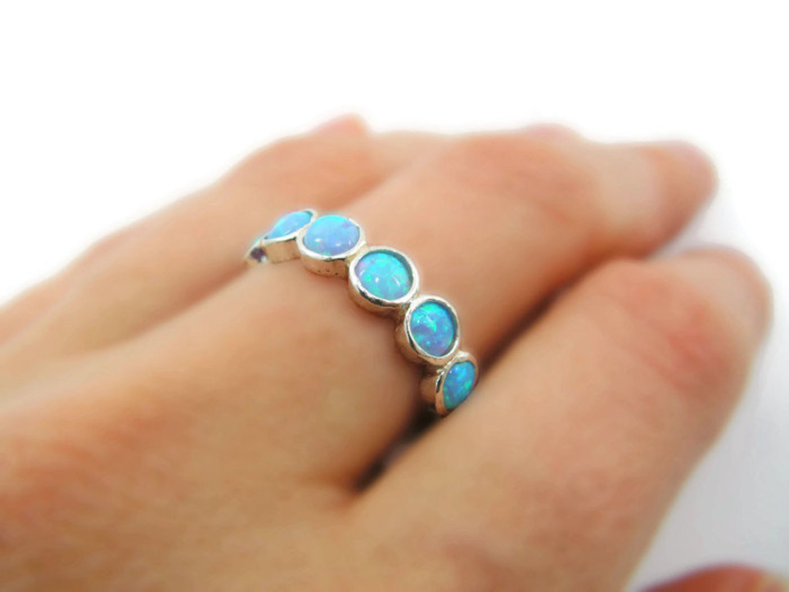 Silver Opal ring . Silver ring . opal ring . Opal band . Opal | Etsy