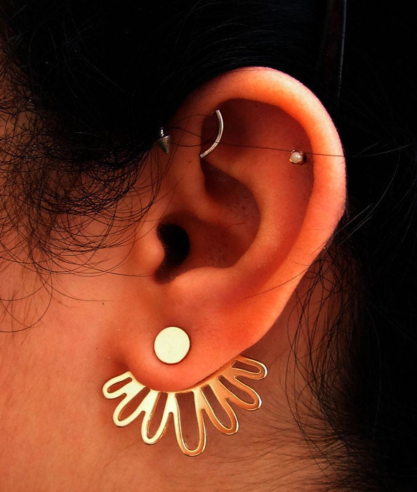 Ear jacket gold ear jacket ear climber gold ear climber | Etsy