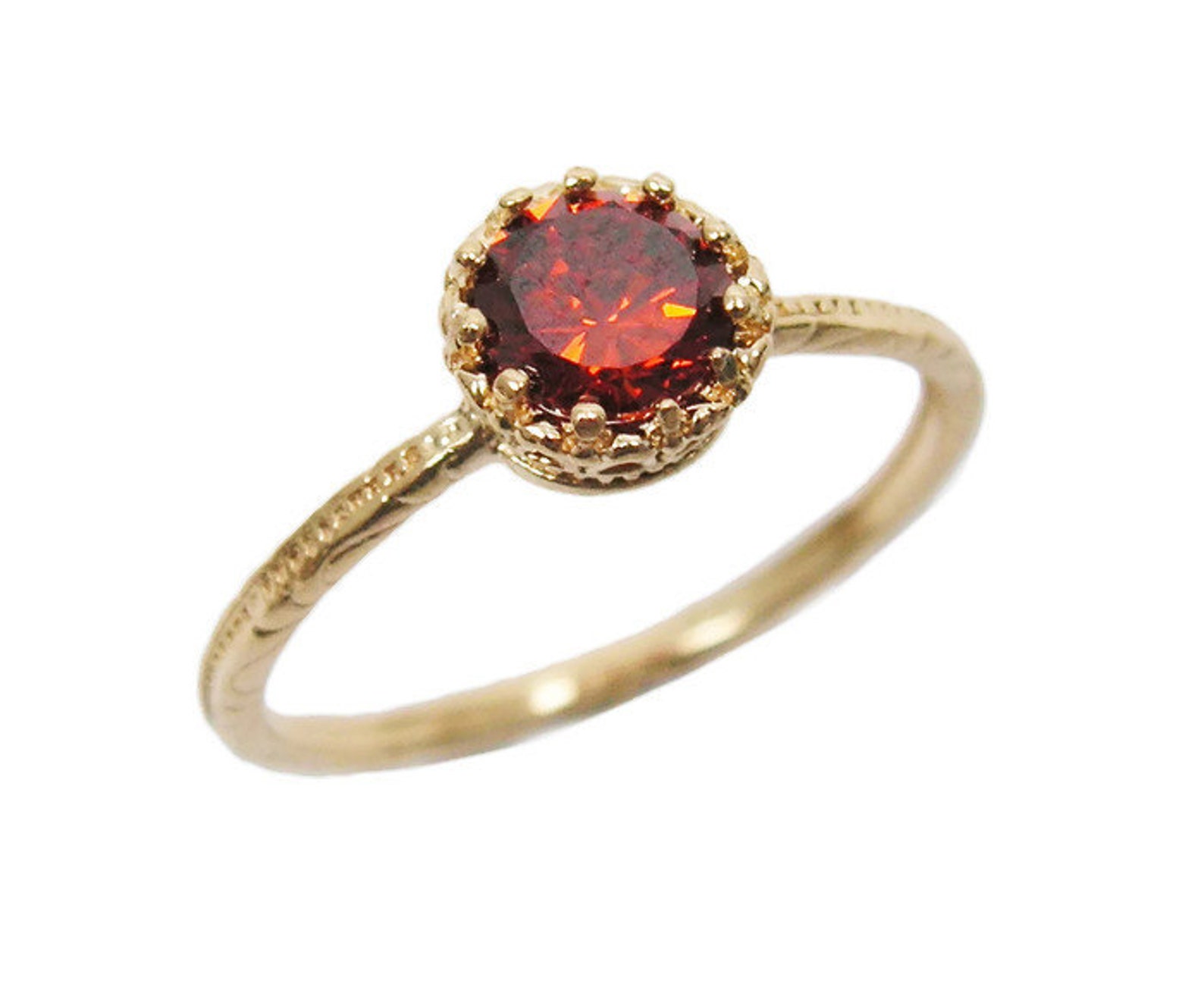 Gold Ring. Garnet Red Gem Ring. Cz Ring Red Ring Romantic - Etsy
