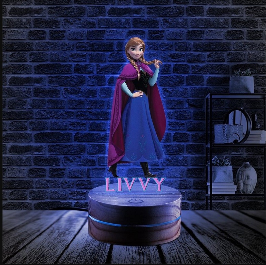 Personalized Anna & Elsa Frozen Night Light Wood Base, Anna Frozen ...