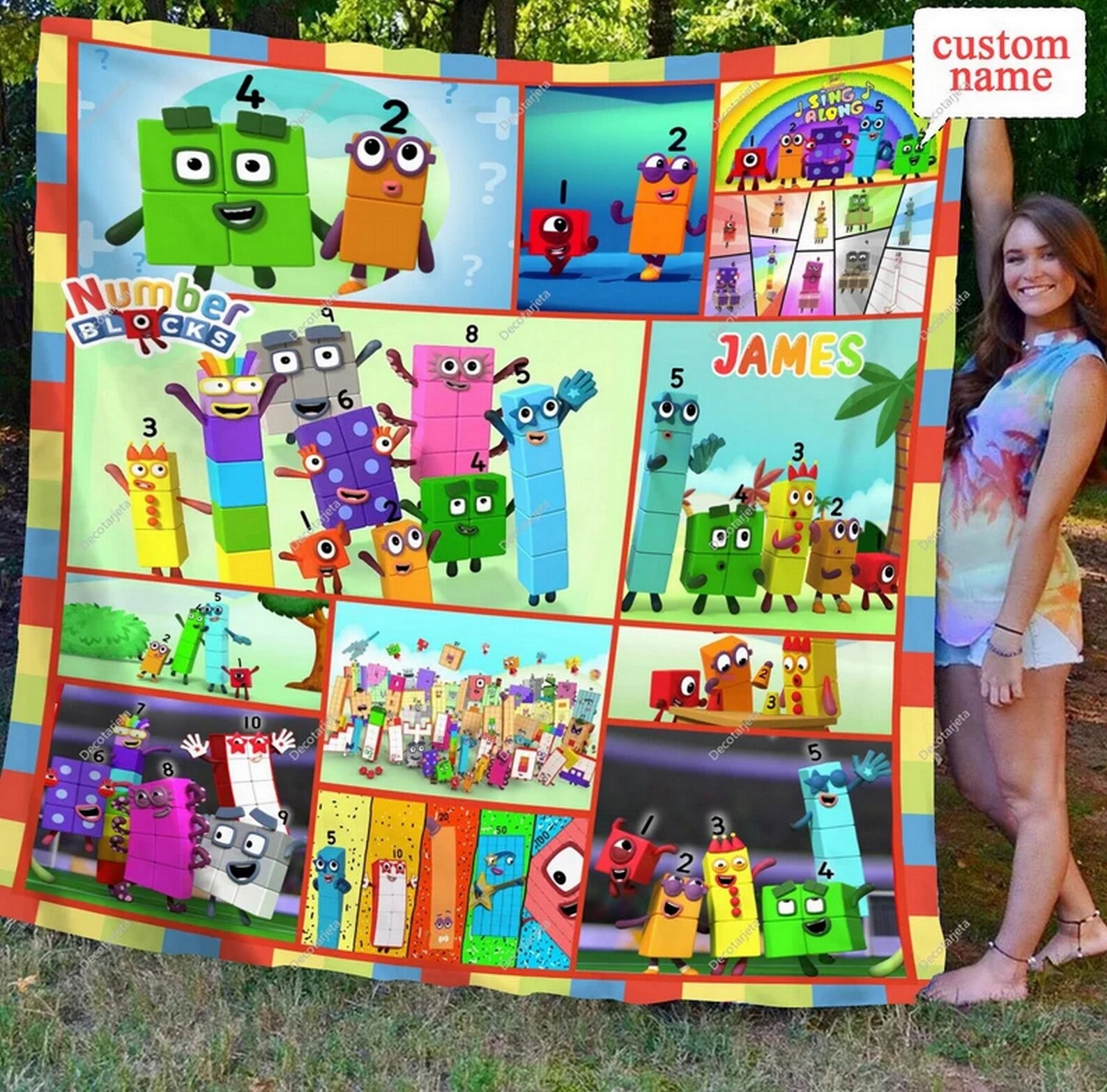 Numberblocks Quilt Blanket, Personalized Numberblocks Fleece Blanket ...