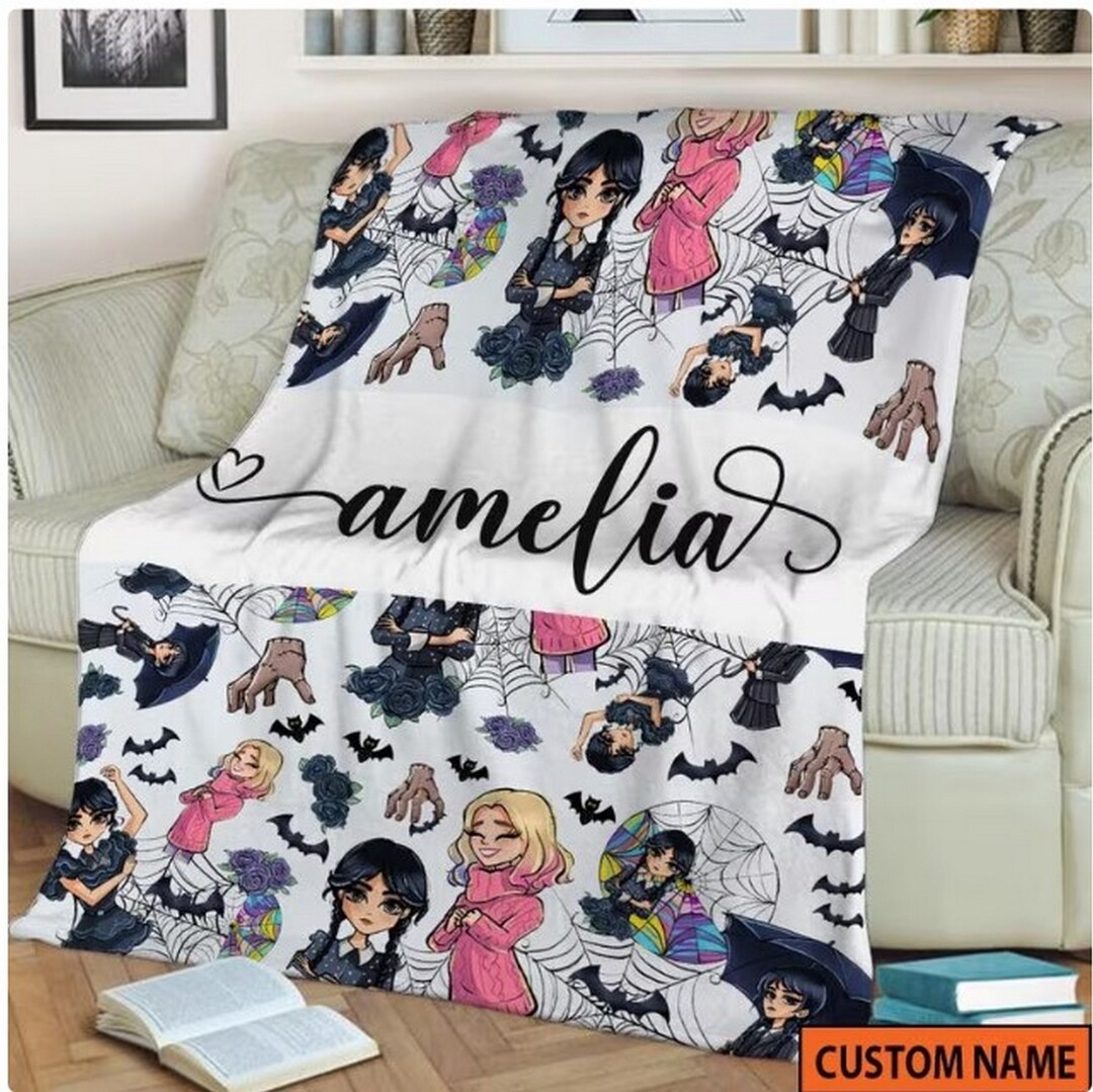 The Addams Family Fleece Blanket, Wednesday Addams Blanket, Horror ...