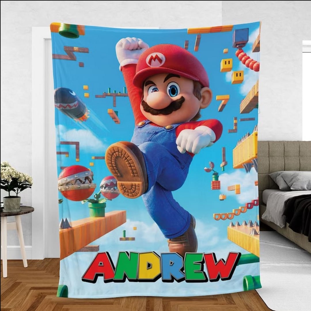 Personalized Super Mario Fleece Blanket, Custom Super Mario Gift, Super ...