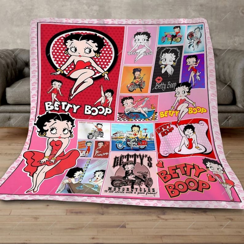 Personalized Betty Boop Cute Fleece Blanket, Mink Sherpa Blanket ...