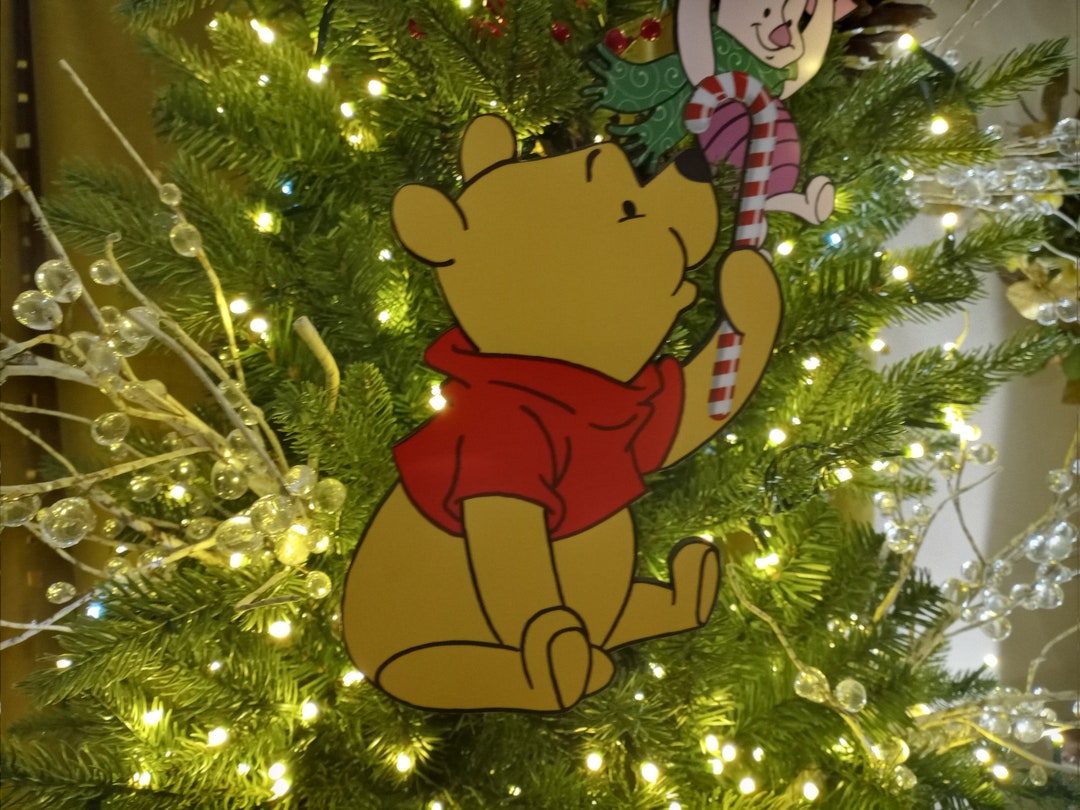 Candy Cane Winnie the Pooh Tree Topper / Large Ornament - Etsy