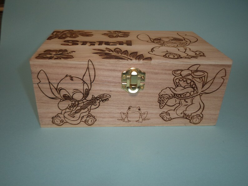 Stitch Etched Wood Trinket Box | Etsy