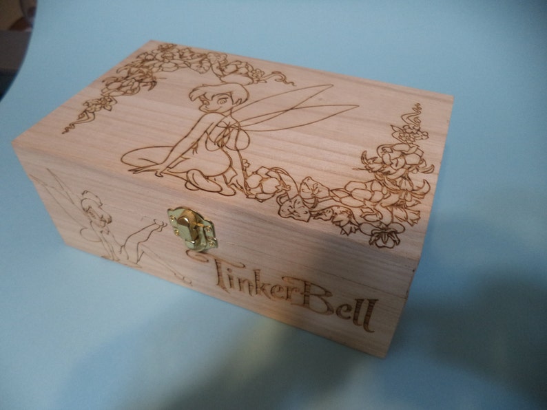 Peter Pan's Tinkerbell Etched Wood Trinket Box - Etsy
