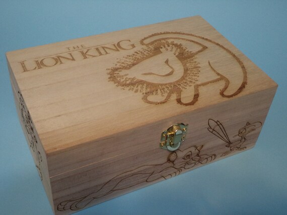 Etched Wood Lion King Trinket Box - Etsy