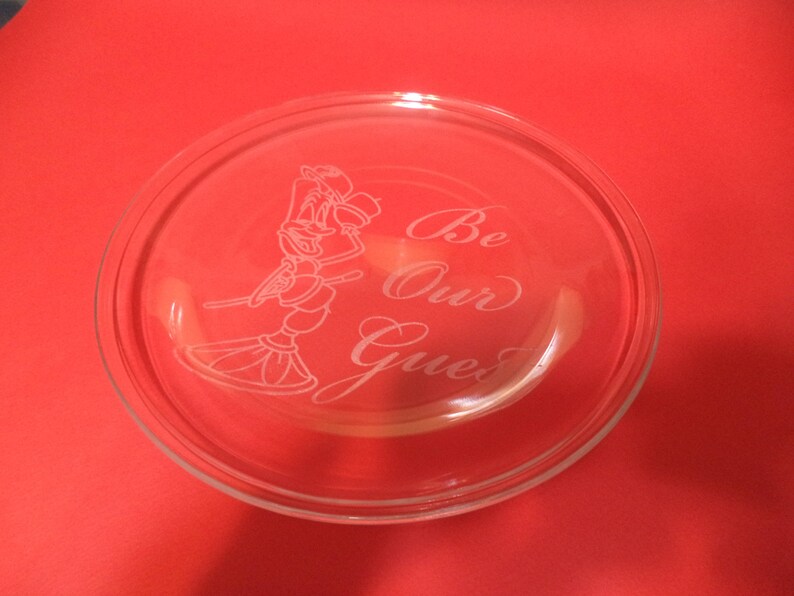 Be Our Guest / Lumiere Etched Glass Plates | Etsy