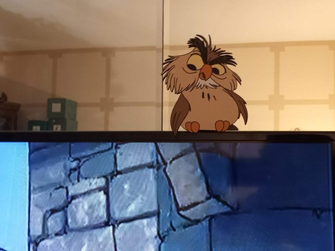 Archimedes the Owl / Character Cutout Monitor TV or Shelf - Etsy