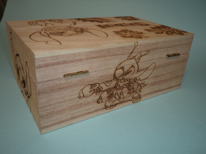 Stitch Etched Wood Trinket Box | Etsy