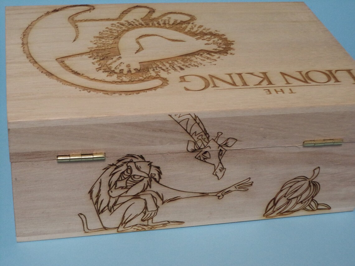 Etched Wood Lion King Trinket Box - Etsy